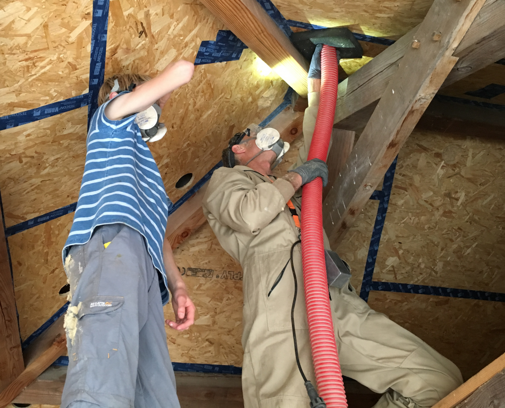 gutex blown in natural non toxic wood fibre installed in roof | Tamar ...